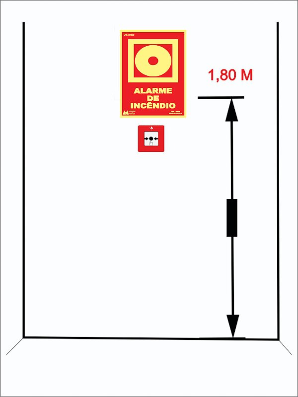 Placa de Sinalização Fotoluminescente Alarme de Incêndio 20x15- PS 1mm ...