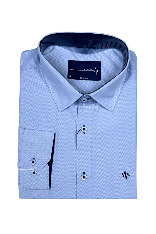 Camisa Line ML Azul Sem Bolso Com Detalhe Caw - Magazine Guiman
