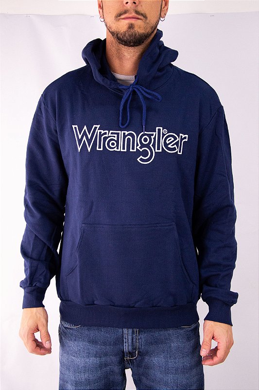 Moletom Masculino Wrangler com Capuz - Azul/Branco - Comercial Fayad Agudos