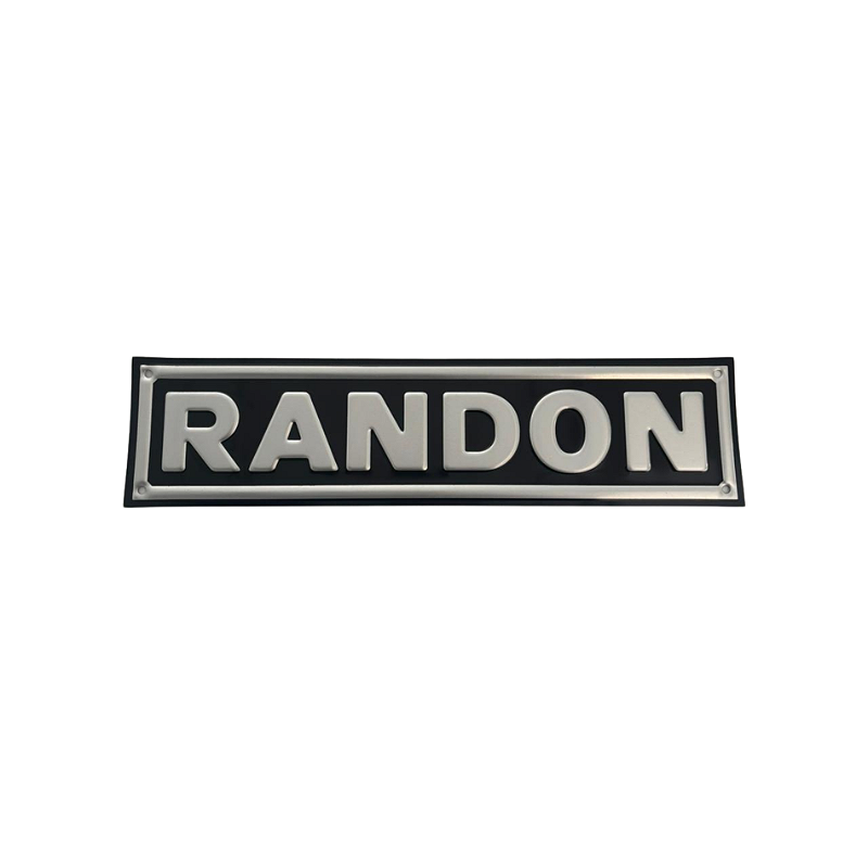 Placa de Alumínio Lateral Logo Randon Preta e Cinza 420x100 - Atsul Partes