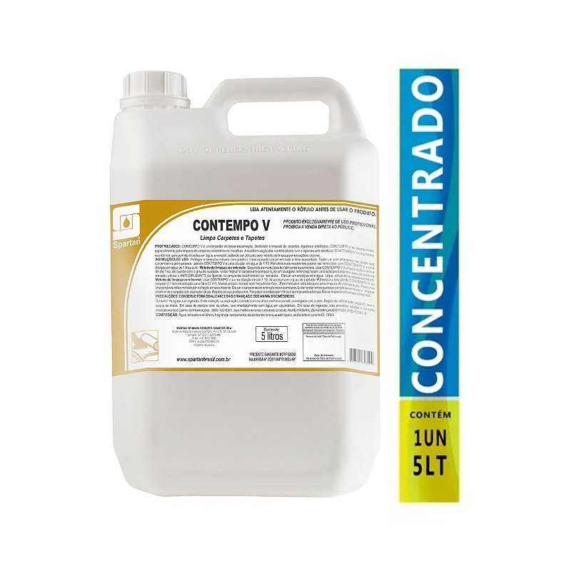 Contempo V - Limpador Neutro de Carpetes - 5 Litros - Spartan - Limpeja ...