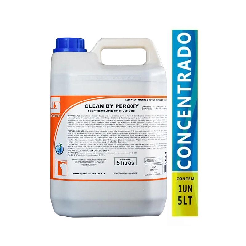 Clean by Peroxy Desinfetante e Limpador de Uso Geral - 5 Litros - Spar ...
