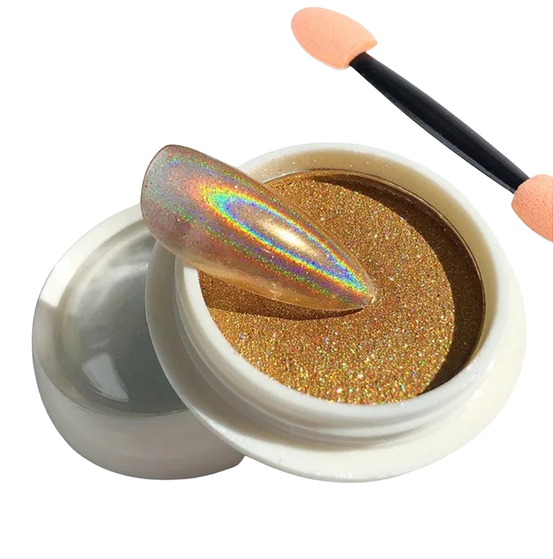 Pó Holográfico Dourado - Nails e Lashes