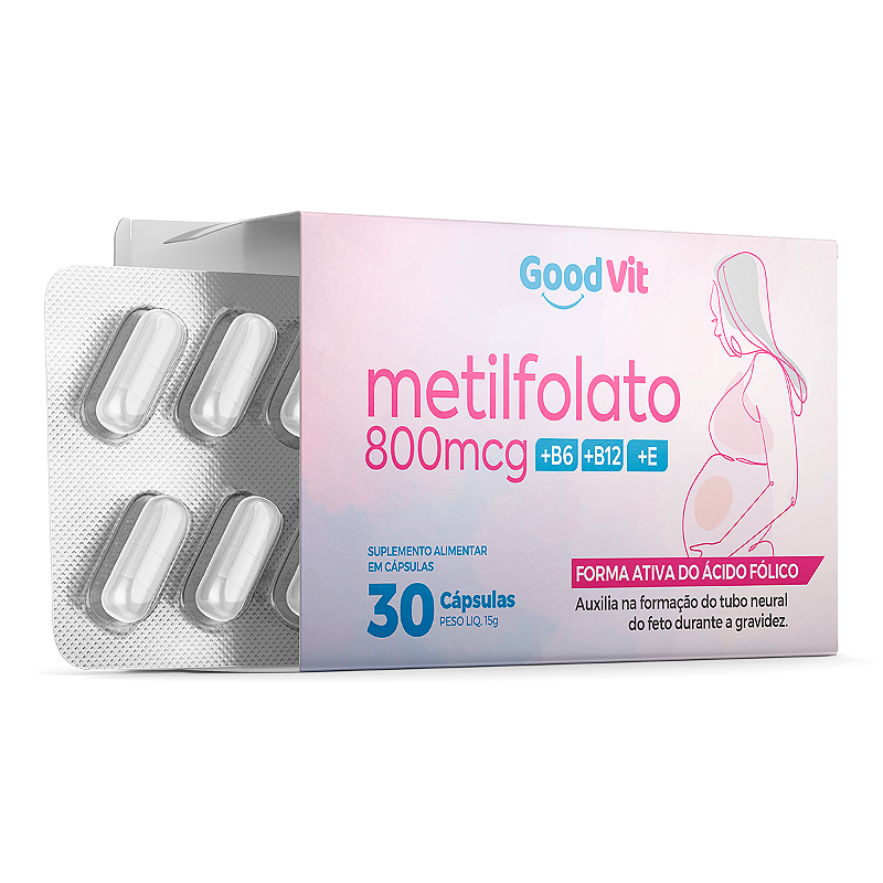 Metilfolato 800mcg com B6, B12 e E | Ácido Fólico Ativo - Good Vit