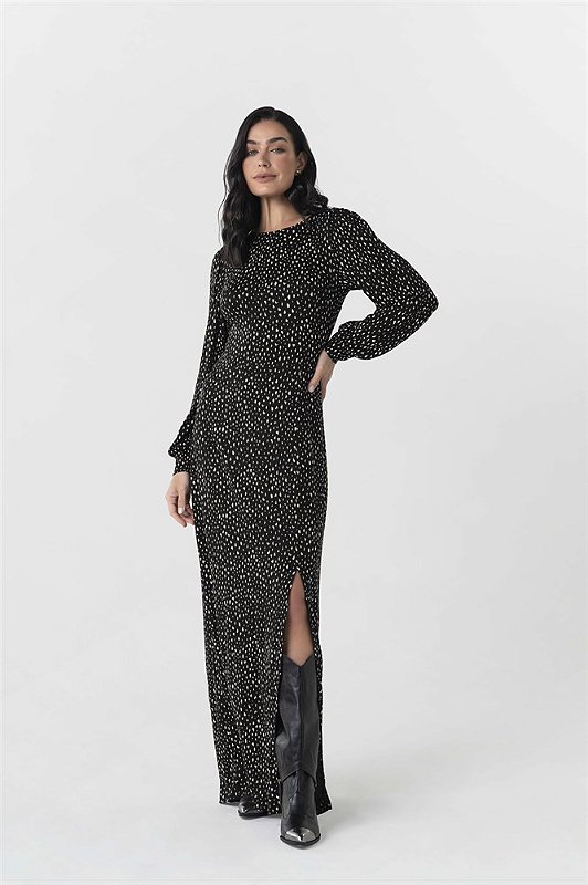 Vestido Longo Visco Maquinetado 617128 - kBk. store