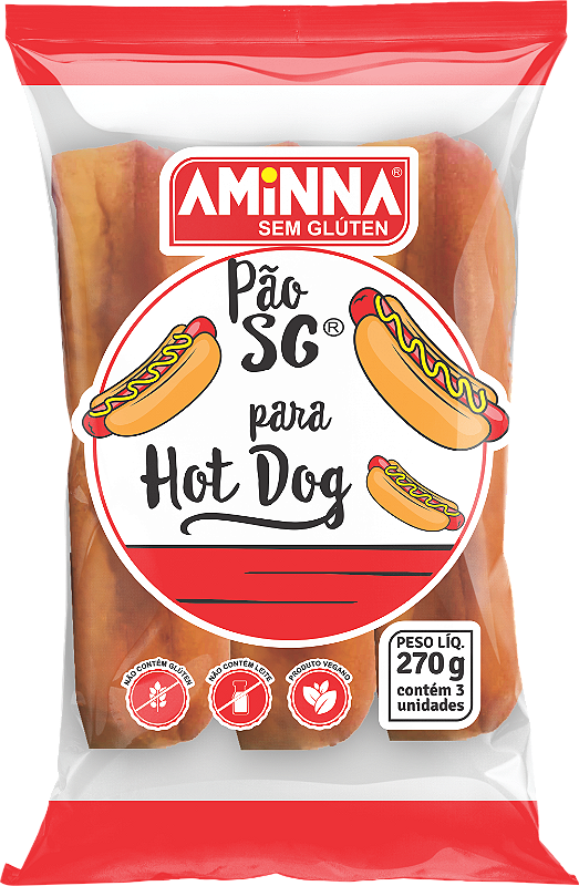 Pão SG para Hot Dog - 270g (3 unidades de 90g) - CHALEIRA ORGANICA