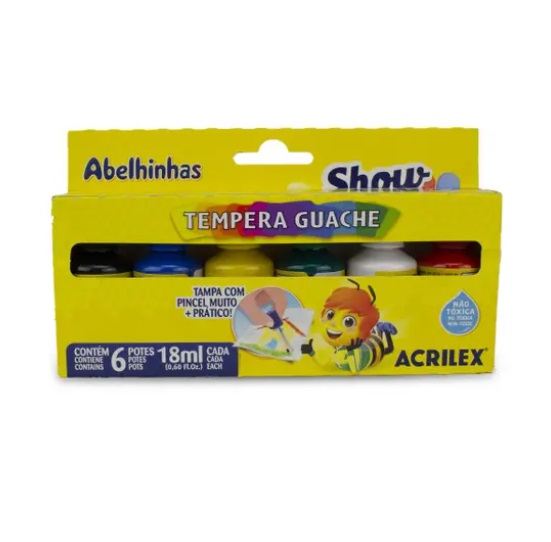 Tinta Guache, Acrilex, 02005, Multicor, 18 ml 02005 - Yes Papelaria Digital