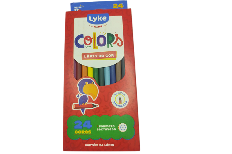 LAPIS DE COR - 24 CORES SEXTAVADO RESINA LYKE - Bem Mais imports