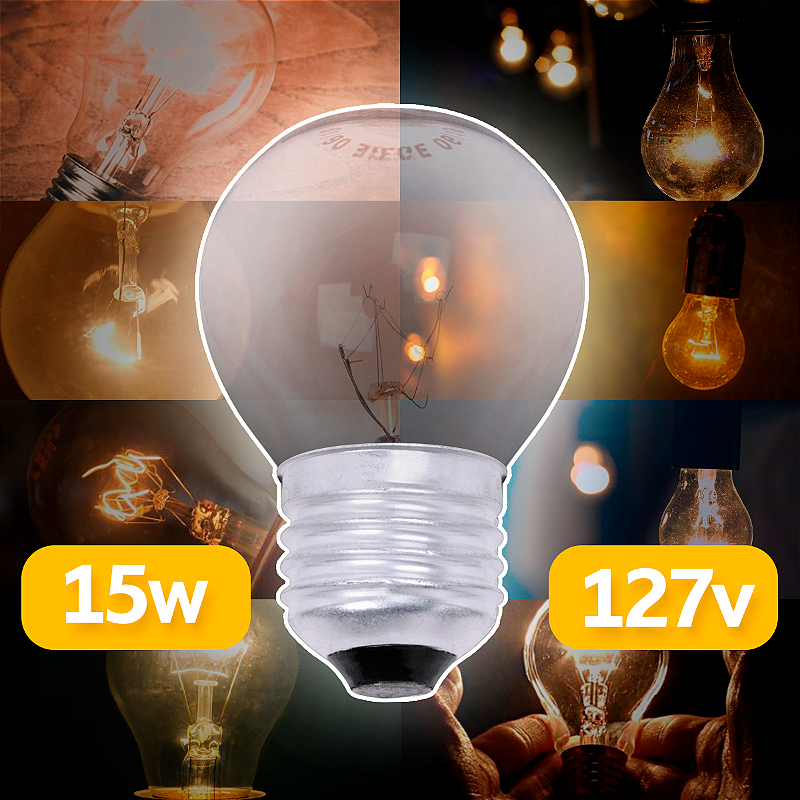 Kit 75 Lâmpadas Incandescente Transparente | Bolinha 15W | E2 - JDK