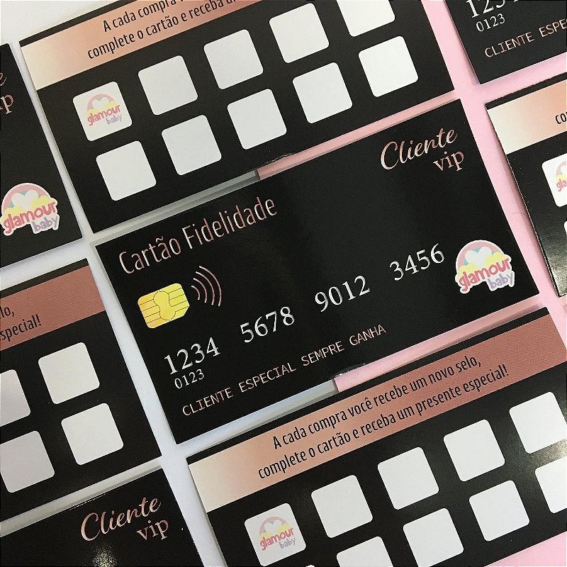 Cartão fidelidade personalizado - 5x9cm - Candy Papelaria