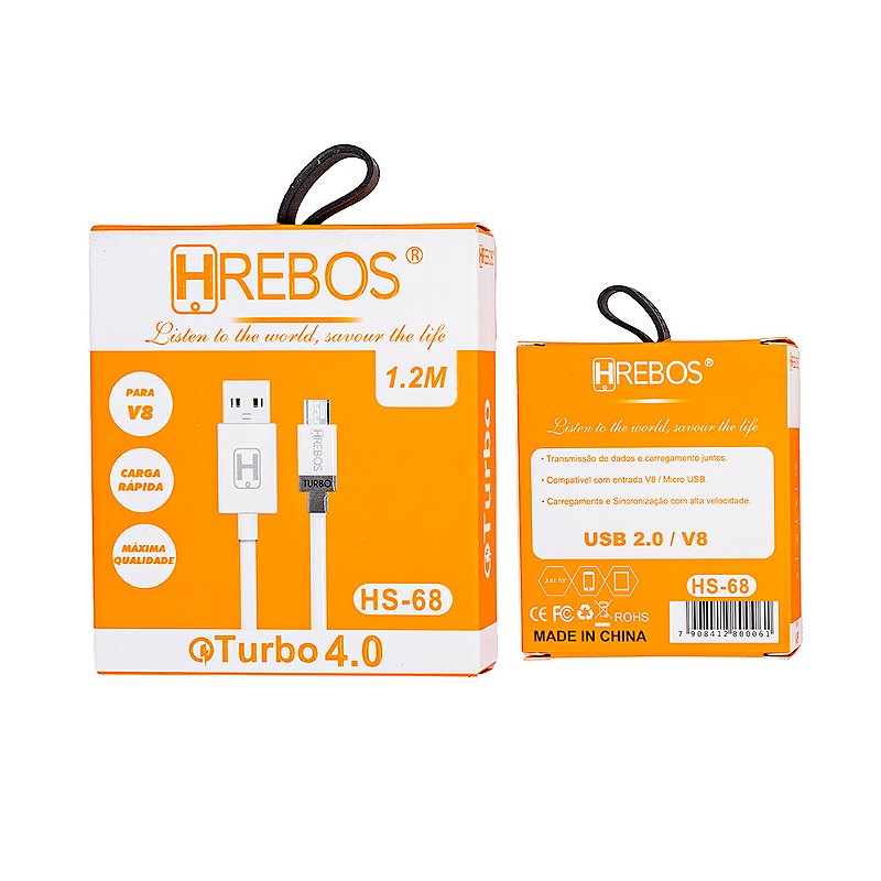 Cabo V8 4.0a 1.2m Hrebos Hs68 - Distribuidora Nanuque