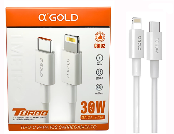 Cabo Ios Tpc Turbo 30w Agold Cb102 - Distribuidora Nanuque