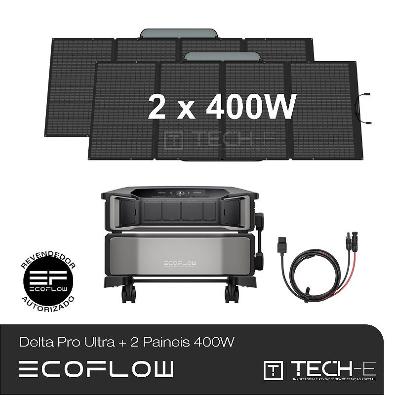 Kit Delta Pro Ultra + 2 Paineis 400W Eco - EcoFlow | Tech-E no Brasil