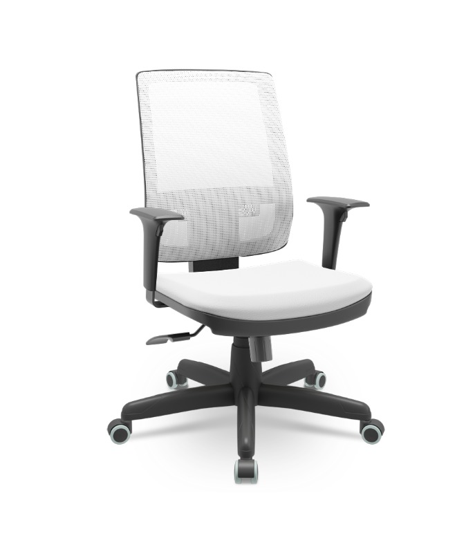 Cadeira Brizza Presidente Plaxmetal Tela Branca Base Aço Relax Vinil ...