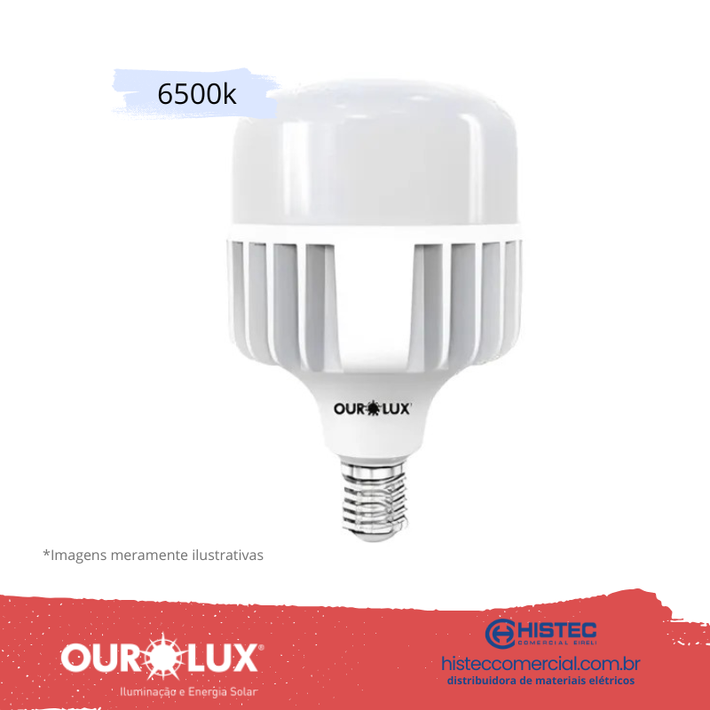 LÂMPADA SUPERLED BULBO T ALTA POTÊNCIA OUROLUX 65W E27 BIVOLT 6500K - Histec Comercial Materiais ...