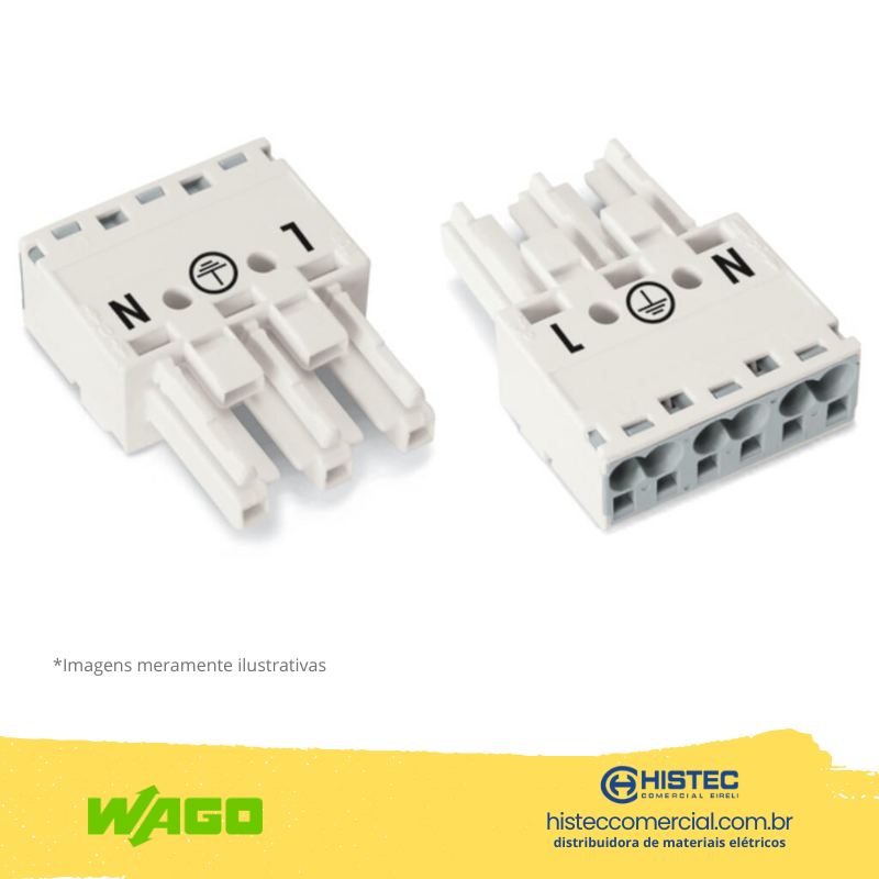 PLUG WINSTA WAGO FEMEA 770-223 3 PÓLOS 25A F-0,5~4/R-0,5~2,5 - Histec Comercial Materiais Elétricos