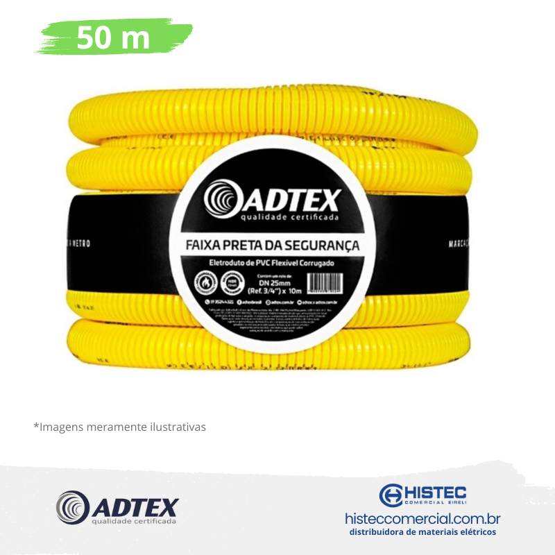 ELETRODUTO CORRUGADO FLEX PVC AMARELO 25MM-3/4" COM 50M ADTEX - Histec ...