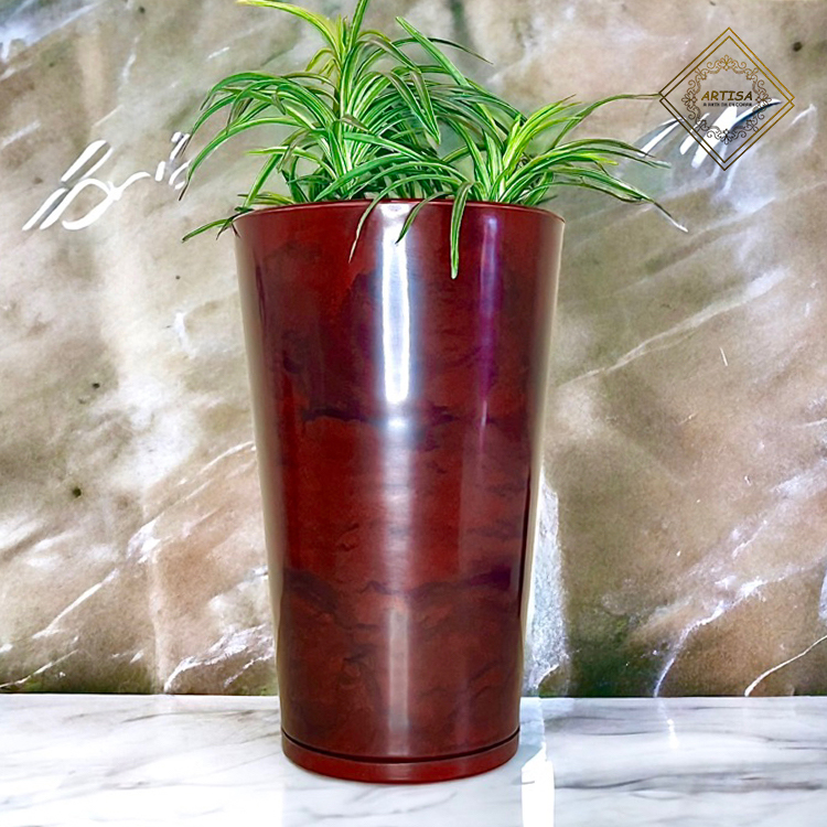 Vaso Cone Liso Premium Grande com prato - Artisa a Arte de Decorar