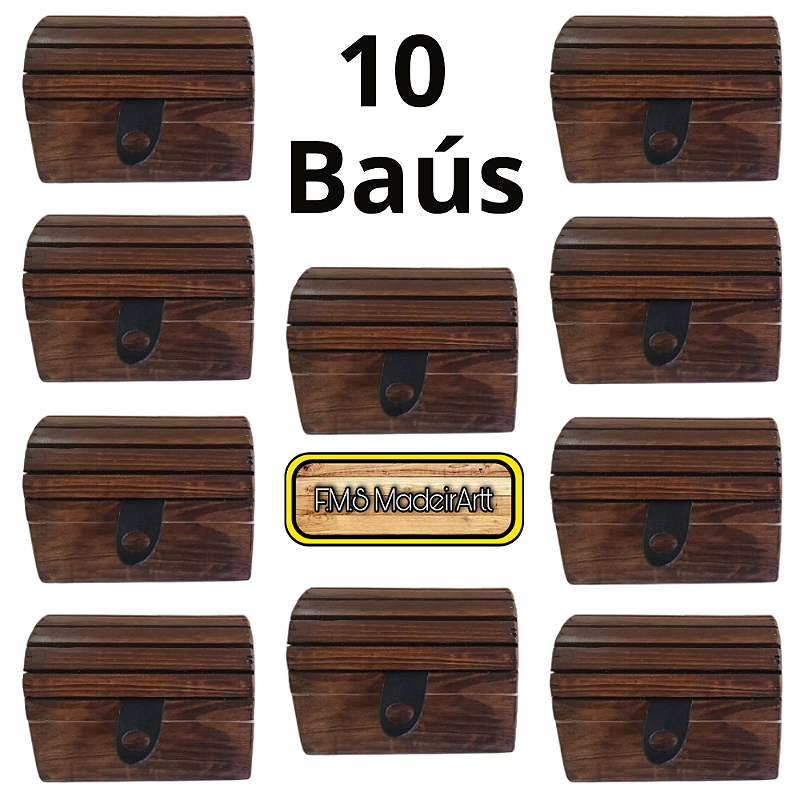 10 Minis baús de madeira pinus envernizados FMS MadeirArtt - FMS MadeirArtt