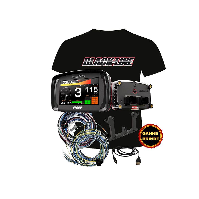 MODULO FT550 SFI COM CHICOTE A + B - FUELTECH - BlackLine Perfomance
