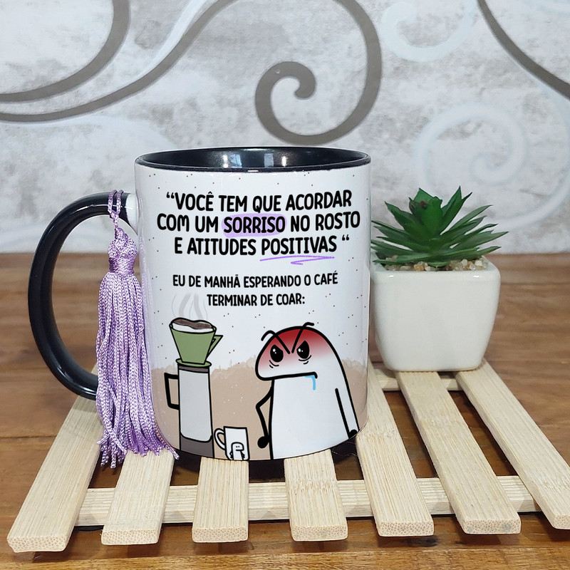 Caneca meme divertido flork - esperando o café terminar de coar ...