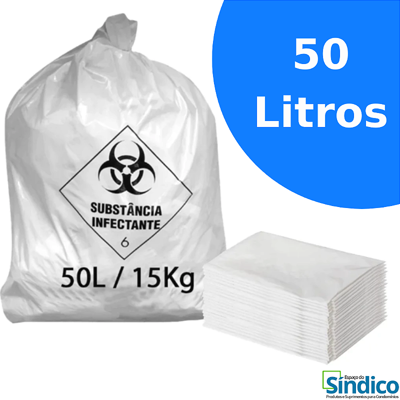 Saco Para Lixo Resíduos Infectantes Branco 50L C/ 100 Unidades Vabene ...