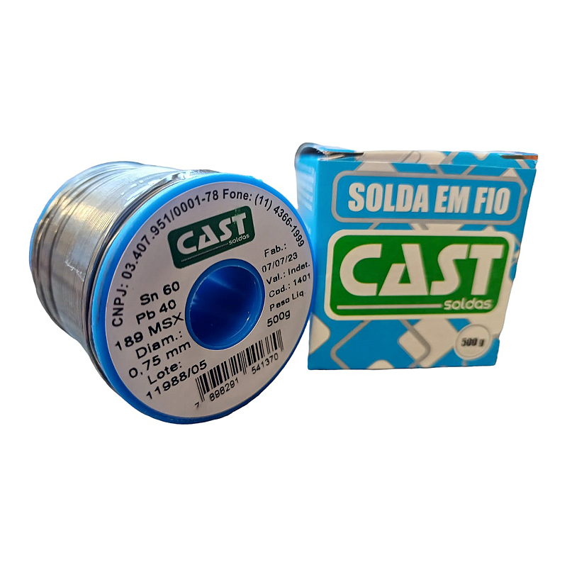Rolo de Solda 0,75mm 189MSX0,75mm Liga 60X40 500g Cast - Power Circuit ...