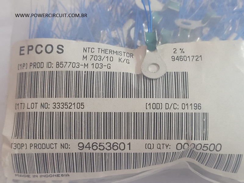Termistor NTC 10K M703/10 2% BS7703-M103-G EPCOS - Power Circuit ...