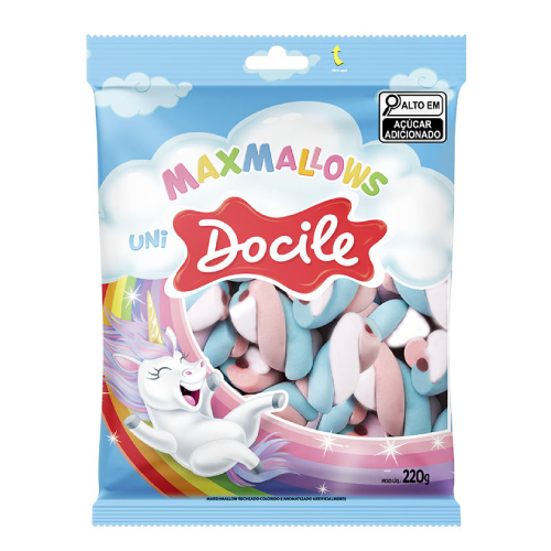 Marshmallow Docile Recheado Unicónio - Pacote com 220G - Loja de festa Cabral e Sousa