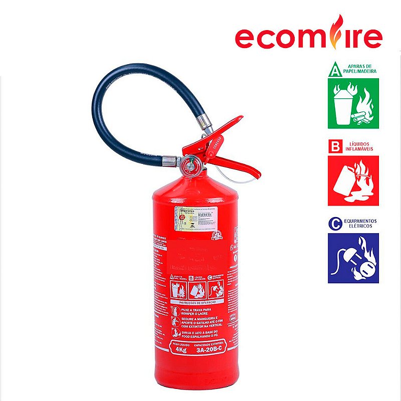 Extintor de pó quimico 4 kg ABC - 2A 20BC - Ecomfire Loja De ...