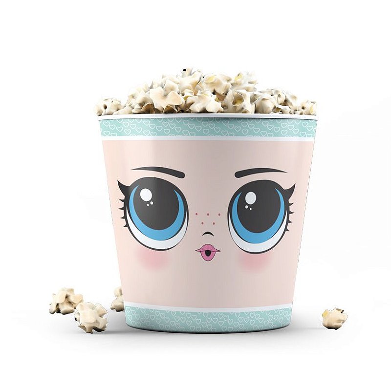 Balde de Pipoca com temática de bonecas. - Beek Geek's Stuff