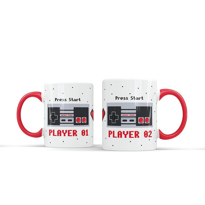 Kit 2 Canecas Casal NES Player 01/02 - Beek - Beek Geek's Stuff