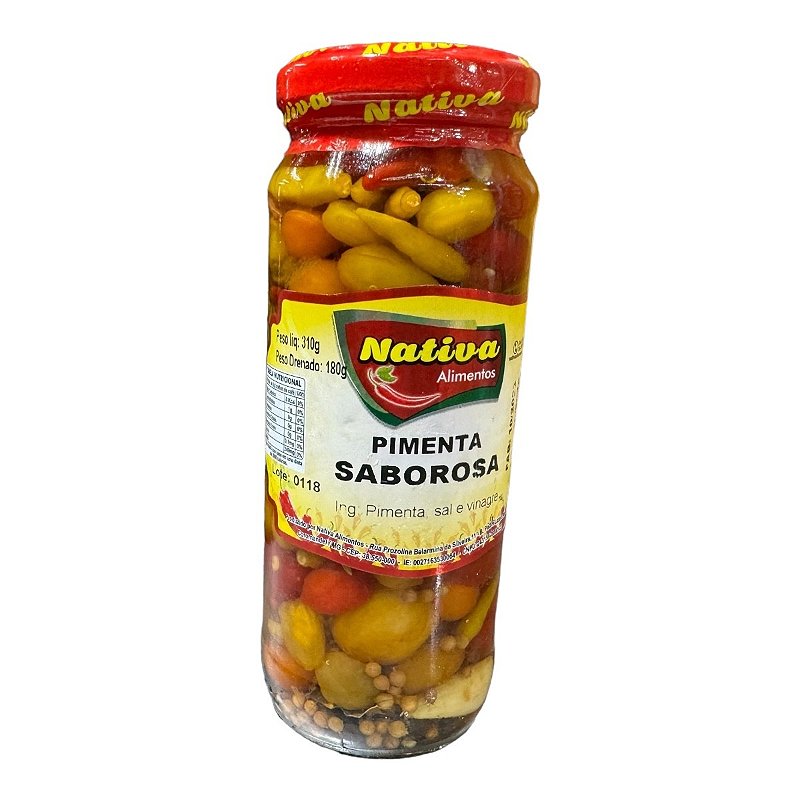 Pimenta Saborosa Nativa em Conserva 180g - Bacalhau Azeite & Cia