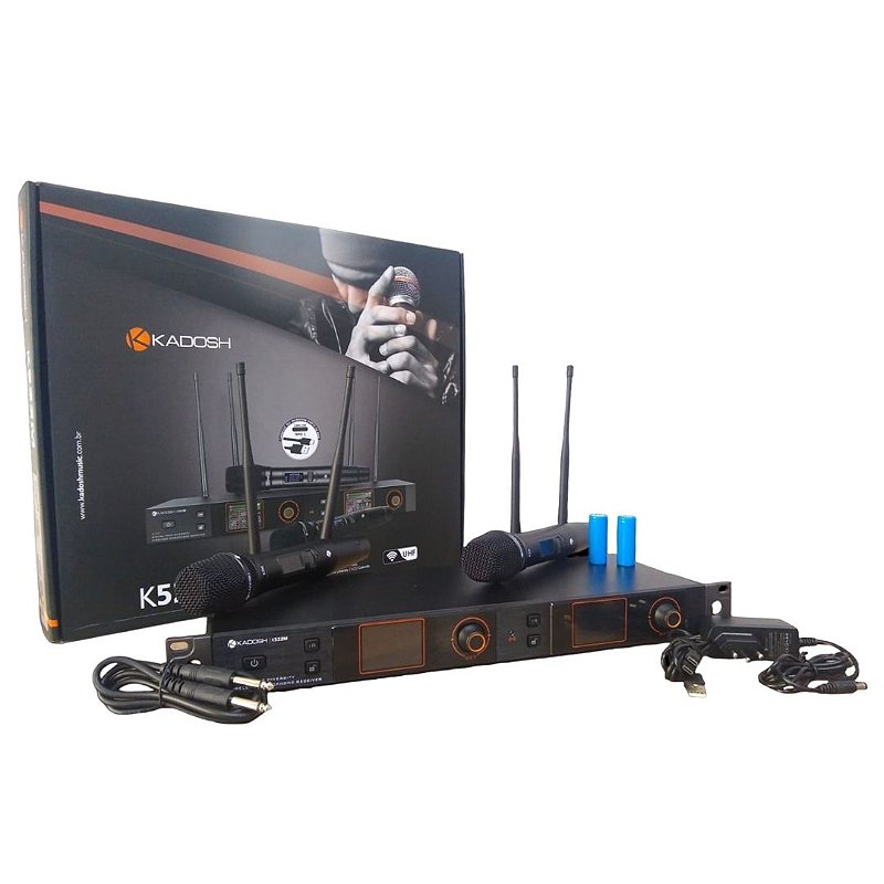 Microfone Sem Fio de Mão Duplo K522-M UHF para Rack - KADOSH - Kalifa Prime