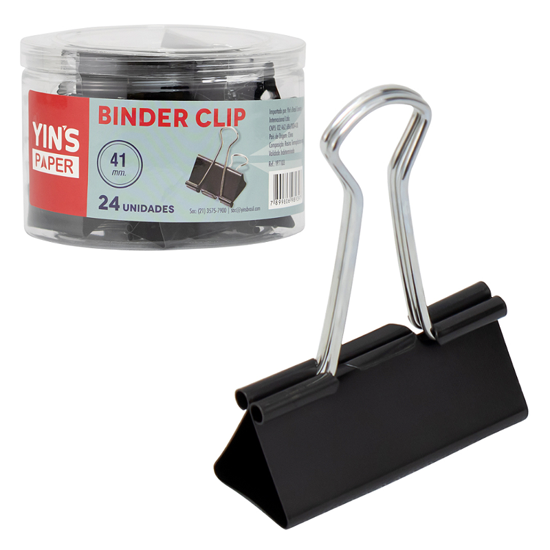 Binder Clip 41mm Preto Pote C/24 Unidades - Mercado My Gift Papelaria e ...