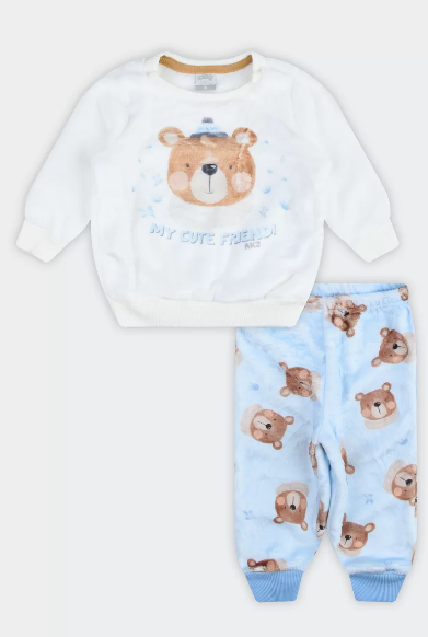 Conjunto Pelo Fluffly Bebê Menina Alakazoo Azul - TheLele Kids