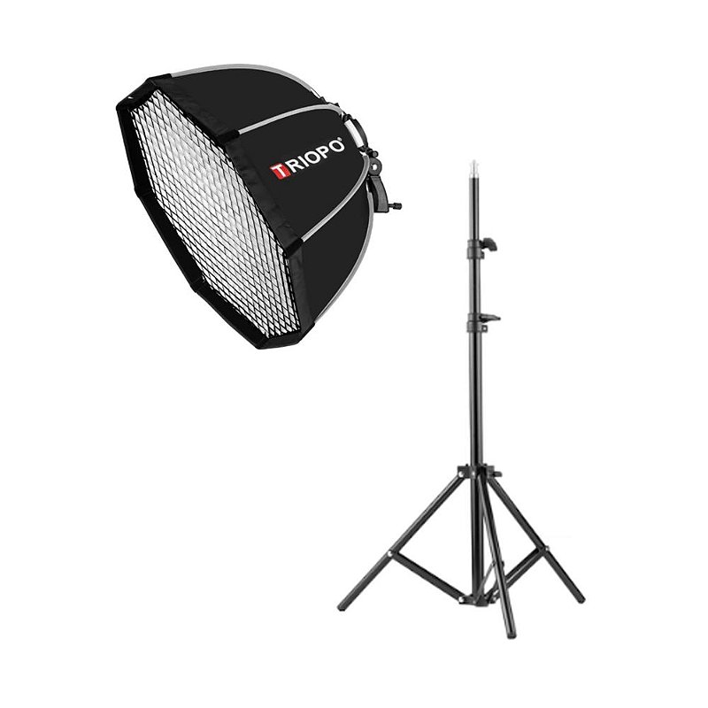 Softbox Octabox Triopo Flash De 90cm + Grid + Tripé 2,40m - Loja da Câmera