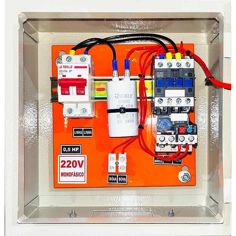 Painel P/ bomba submersa 0,50CV mono 220V 3 fios -CAP Permanente ...
