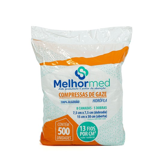 Compressa de Gaze 7,5x7,5cm 13F com 500 Unidades - Melhor Med | DMI ...