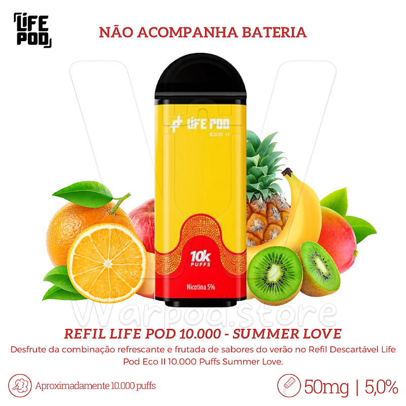 Refil Desc Life Pod Eco II 10.000 - Summer Love - Warpod Store - Uma ...