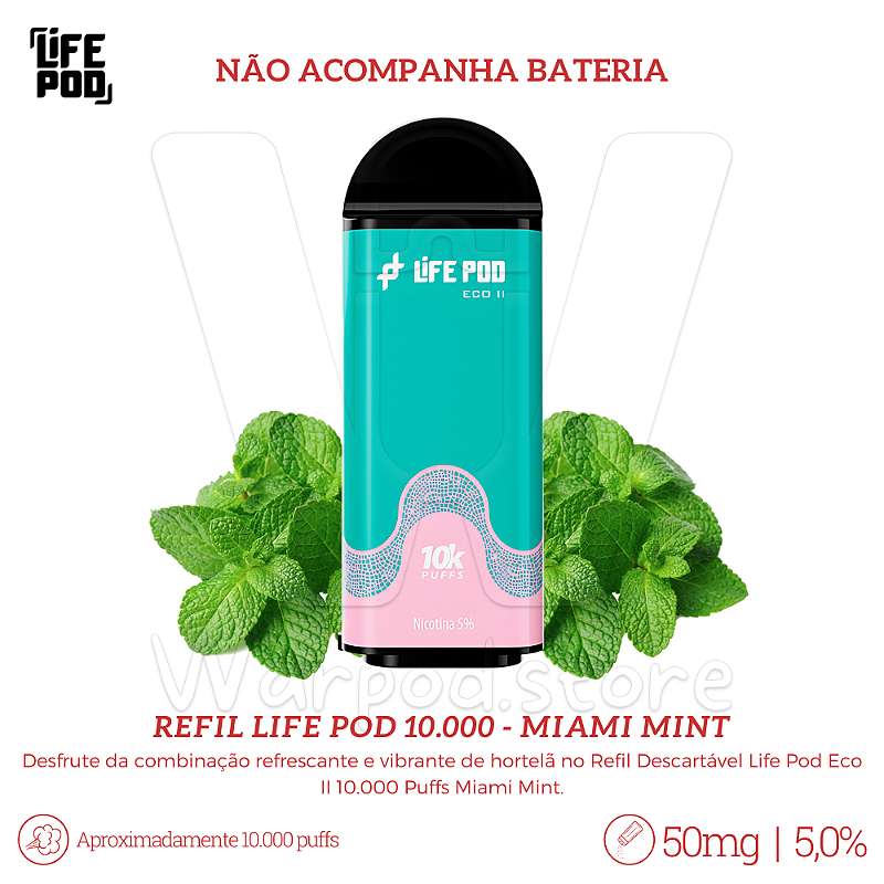 Refil Desc Life Pod Eco II 10.000 - Miami Mint - Warpod Store - Uma ...