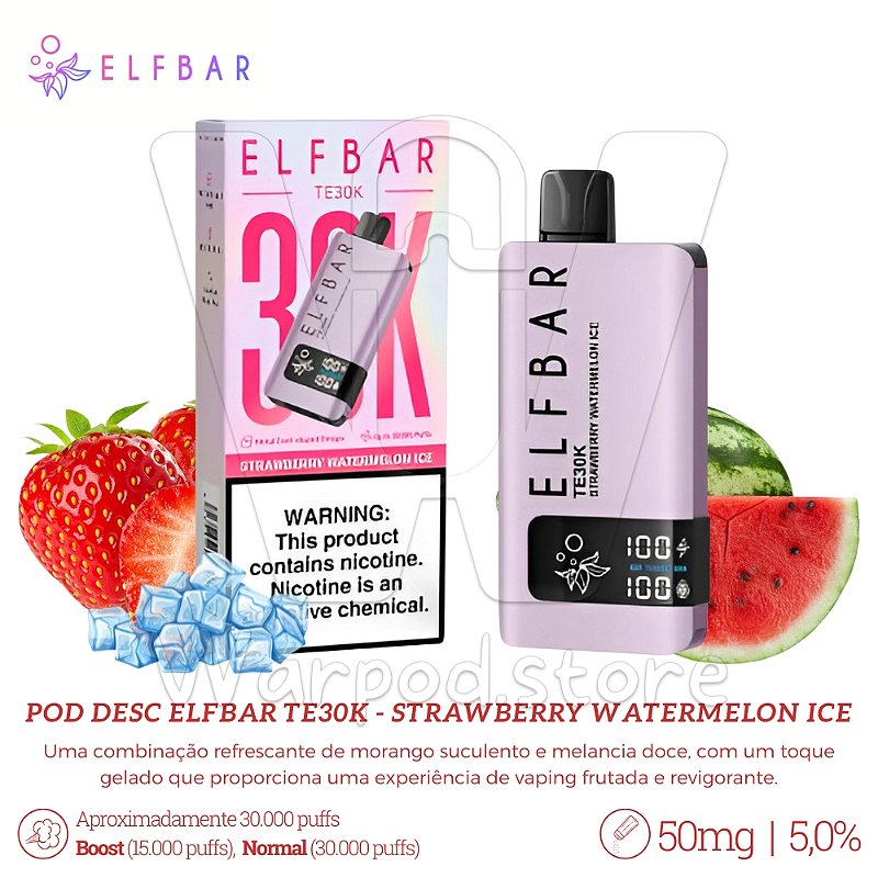Pod Desc Elfbar TE30k - Strawberry Watermelon Ice - Warpod Store - Uma ...