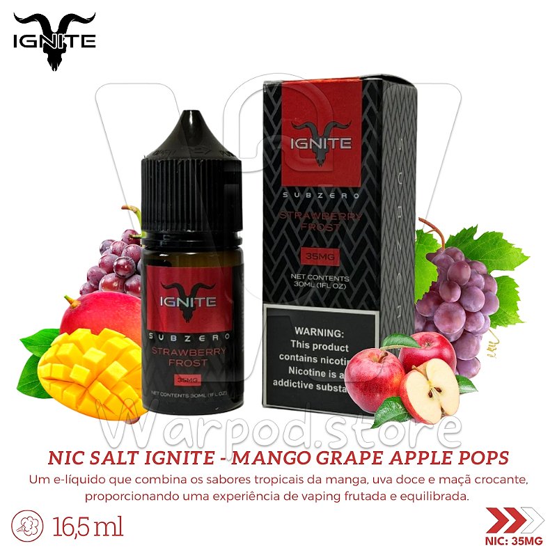 Nic Salt Ignite Sub Zero 30ml / 35mg - Mango Grape Apple Pops - Warpod ...