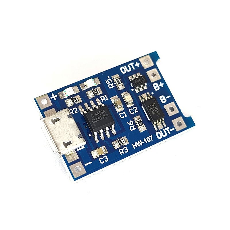 Módulo Carregador de Bateria Litio Micro USB HW107 - Makkers