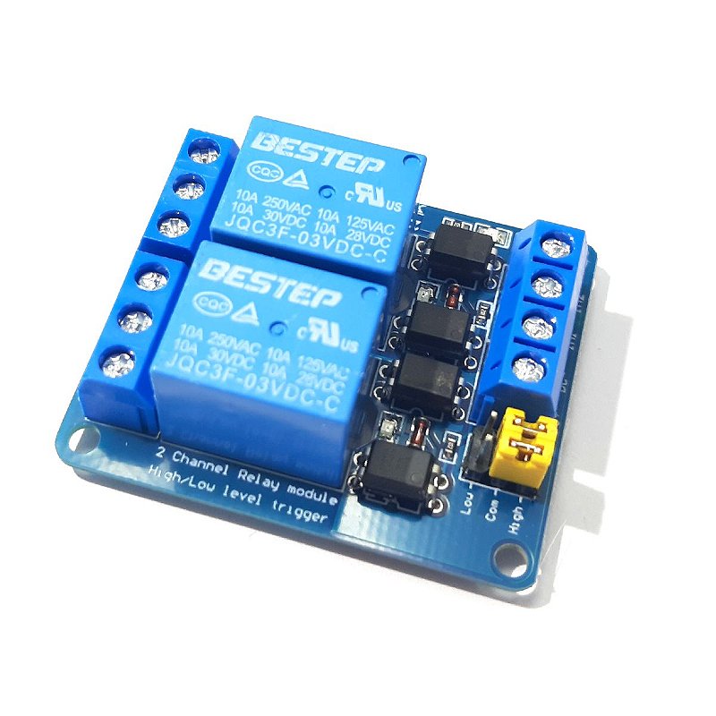 Módulo Relé 2 Canais 3V 10A com Borne KRE para ESP32 - Makkers