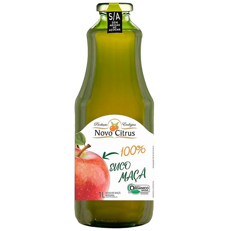 Suco Integral Maçã Orgânico Novo Citrus 1L - Puro e Saudável - Broto ...