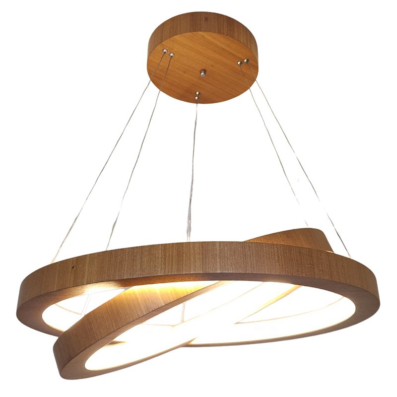 Pendente Oreo LED 2 Aros de Madeira - Eletrica Design