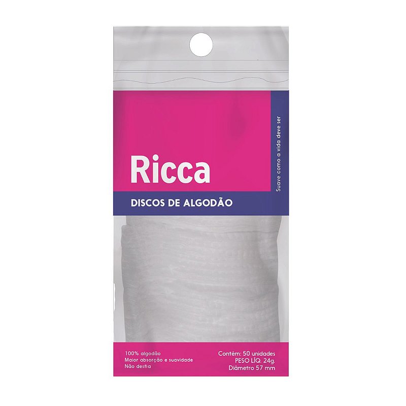 DISCOS DE ALGODÃO RICCA COM 50 UNIDADES - Teruya - Cosméticos e Perfumaria