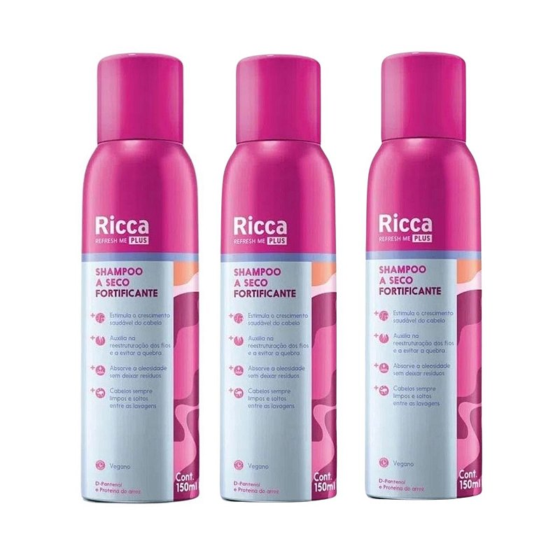 KIT SHAMPOO A SECO FORTIFICANTE BELLIZ RICCA REFRESH ME PLUS 150ML C/3 - Teruya - Cosméticos e ...