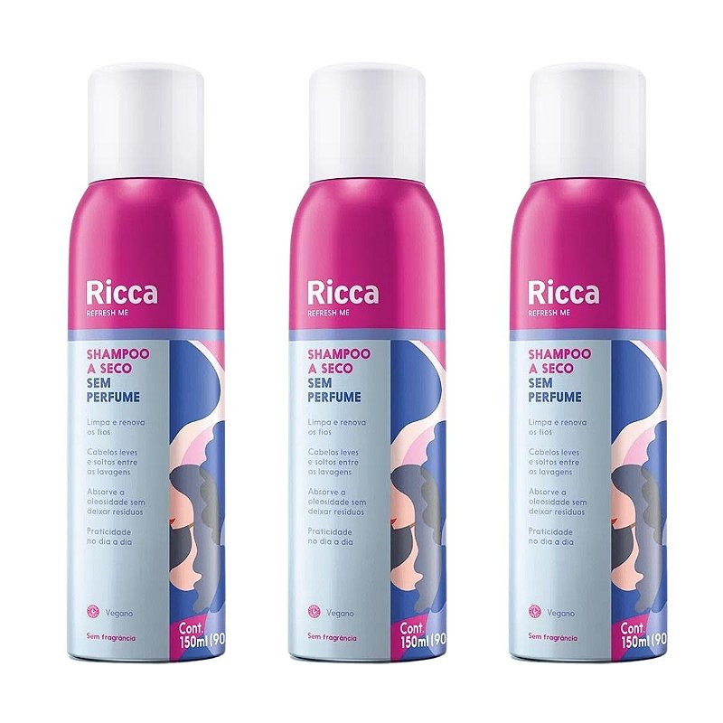 KIT SHAMPOO A SECO BELLIZ SEM PERFUME RICCA REFRESH ME C/3 - Teruya - Cosméticos e Perfumaria